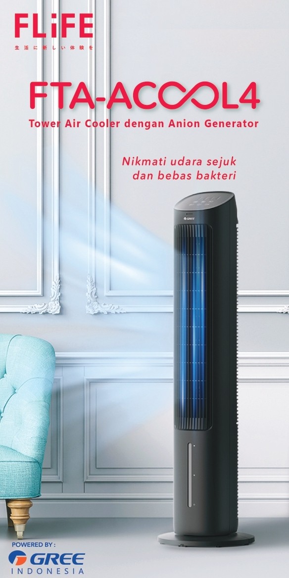 GREE Tower Fan Air Cooler Gree GTA-ACOOL 4/Air Cooler Tower FLIFE Model FTA-ACOOL4 - Kapasitas 4 ...