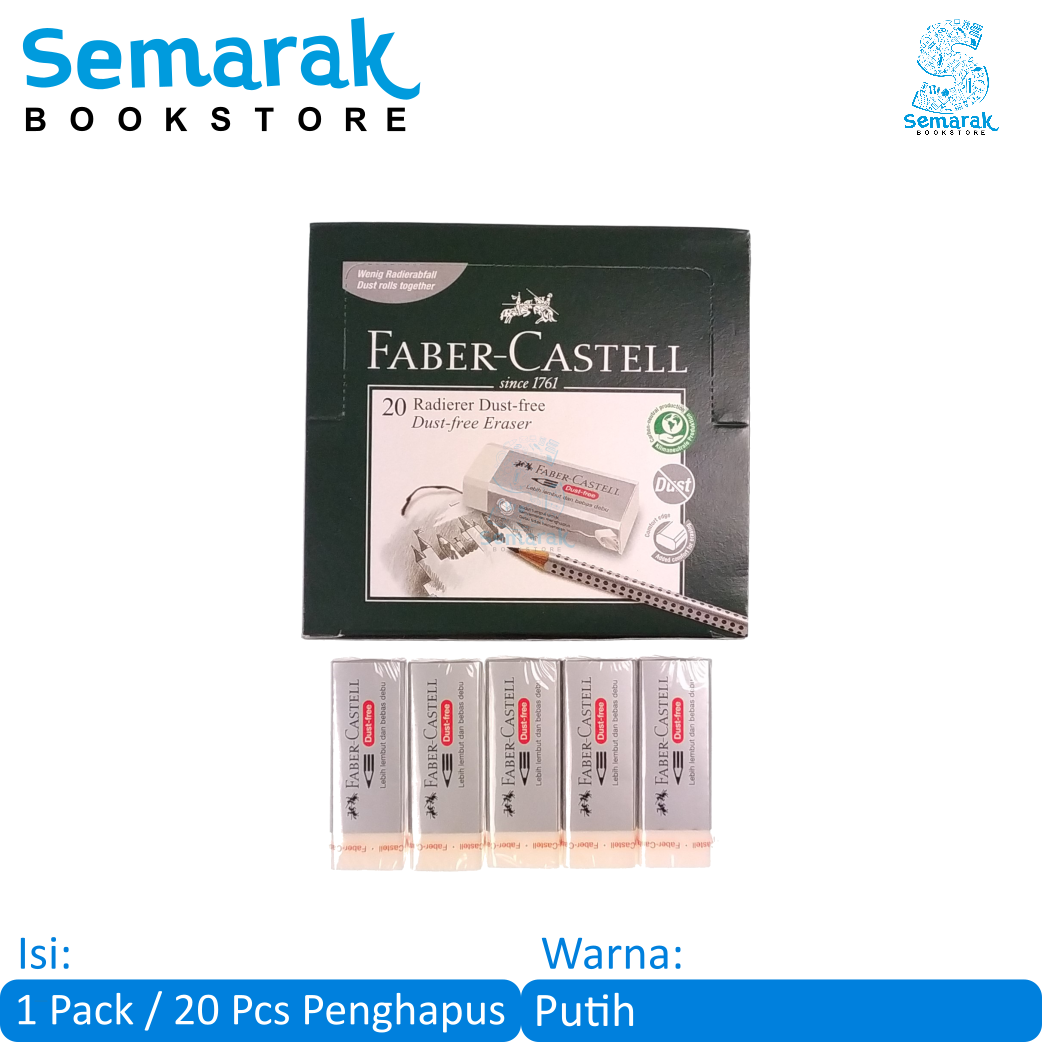 Faber Castell Eraser Dust-Free 187996 Penghapus Besar - Putih [1 Pack ...