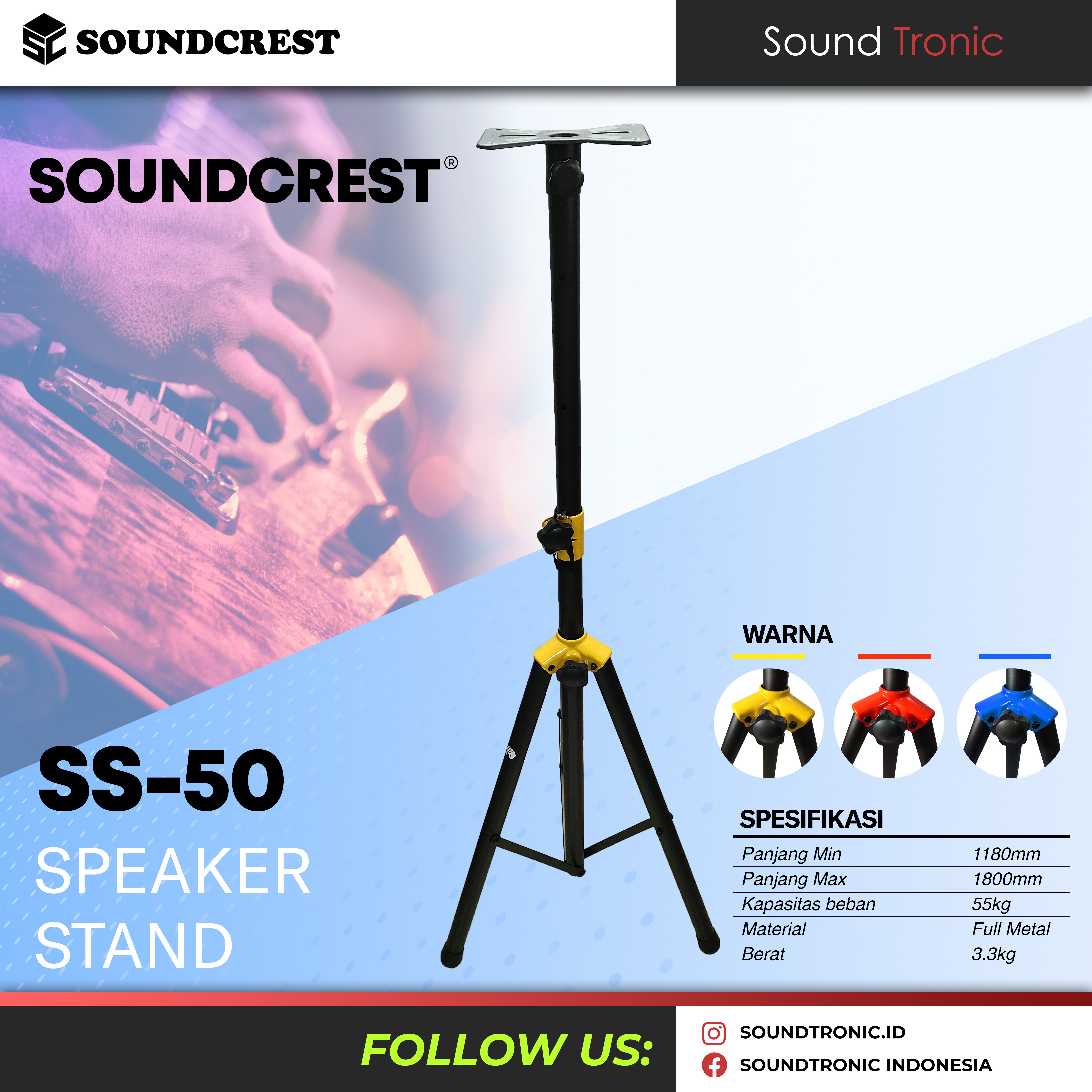 Stand Speaker Full Besi Soundcrest SS-50 Tripod Bracket Speaker 8" 12 ...