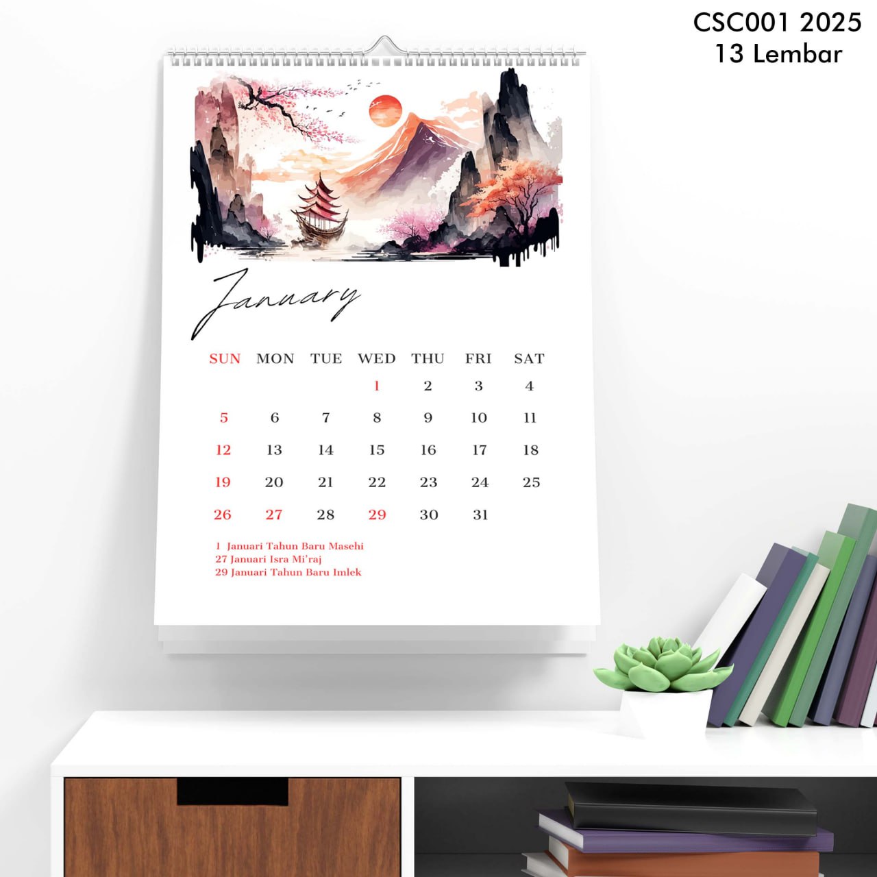 Kalender Dinding Aesthetic 2025 isi 13 Lembar untuk Sentuhan Estetik di ...