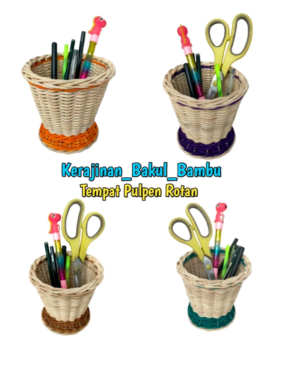 Tempat pulpen pensil keranjang pulpen rotan tempat pulpen pensil bahan ...
