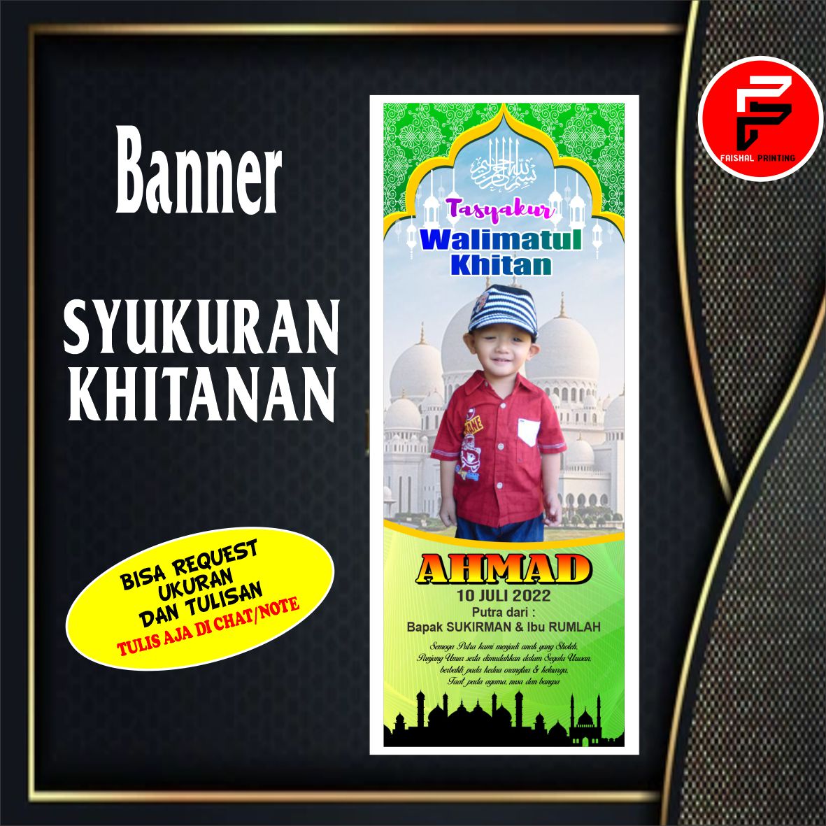 Banner Syukuran Khitanan / Spanduk Sunat / Banner Kustom ukuran 60 x ...