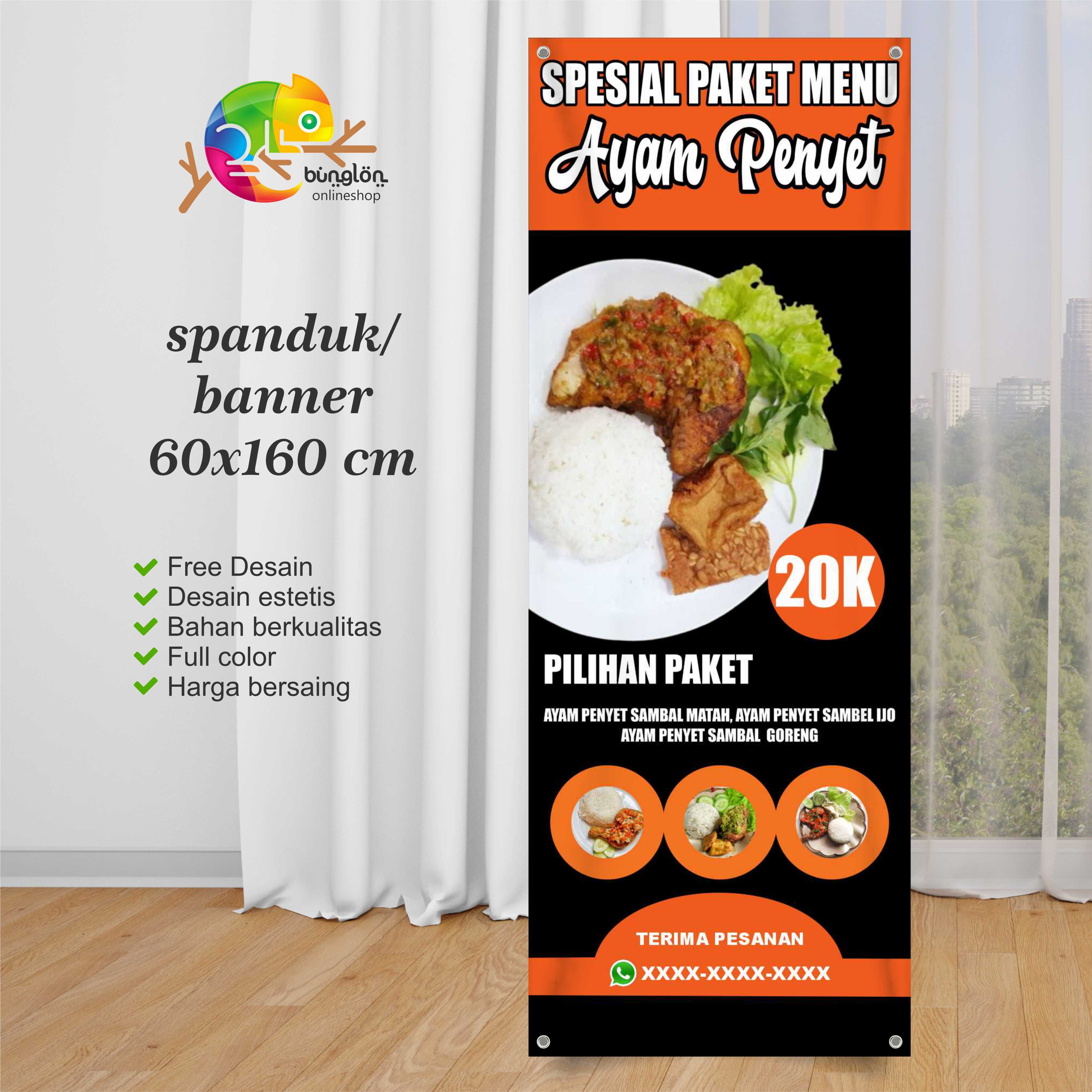 Spanduk 60x160 Banner Paket Menu Ayam Penyet Custom Desain | Lazada ...