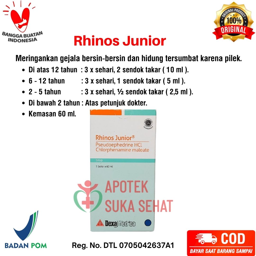 RHINOS JUNIOR SIRUP 60 ML / OBAT PILEK | Lazada Indonesia