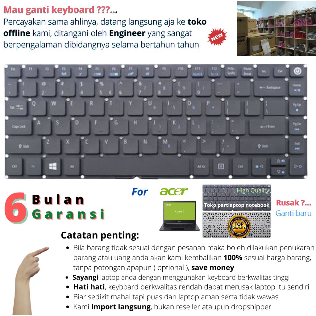 Keyboard laptop Acer Aspire 3 A314-32 original new | Lazada Indonesia