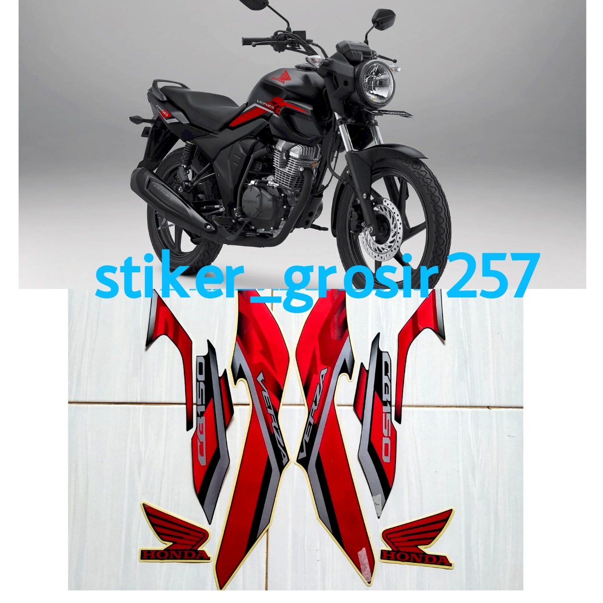 STIKER STRIPING LIS BODY HONDA CB 150 VERZA CW 2021 HITAM CORAK MERAH ...