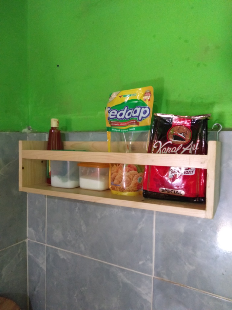 Rak gantung kayu jati belanda/rak bumbu dapur gantung/rak buku gantung ...