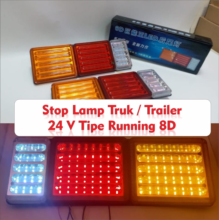 Stop Lamp Lampu Belakang Truk 8D Canter 12-24 Volt Led Running | Lazada ...