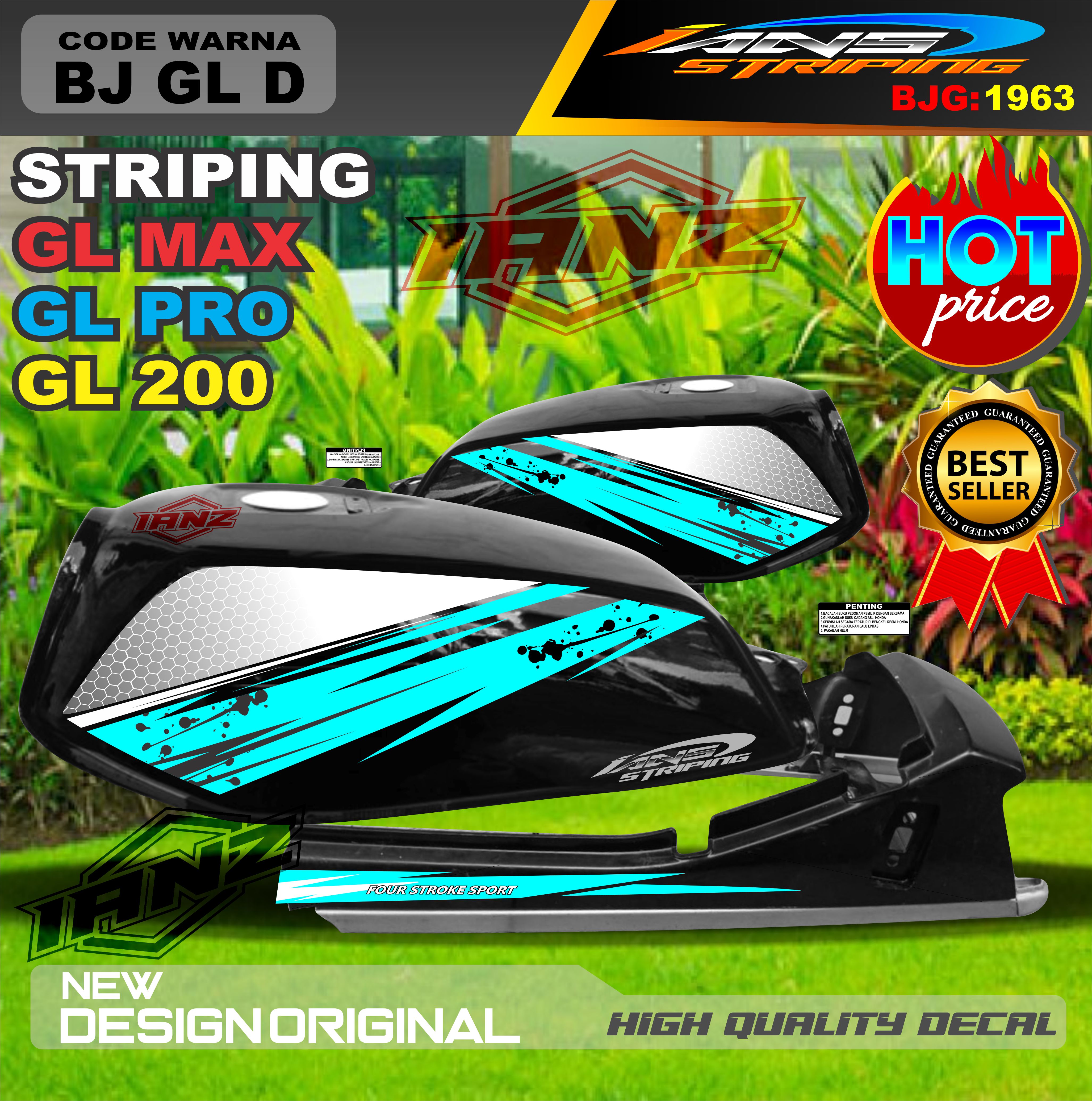 CUSTOM STRIPING MOTOR GL NEW DESAIN / STIKER GL MAX GL PRO GL 100 ...