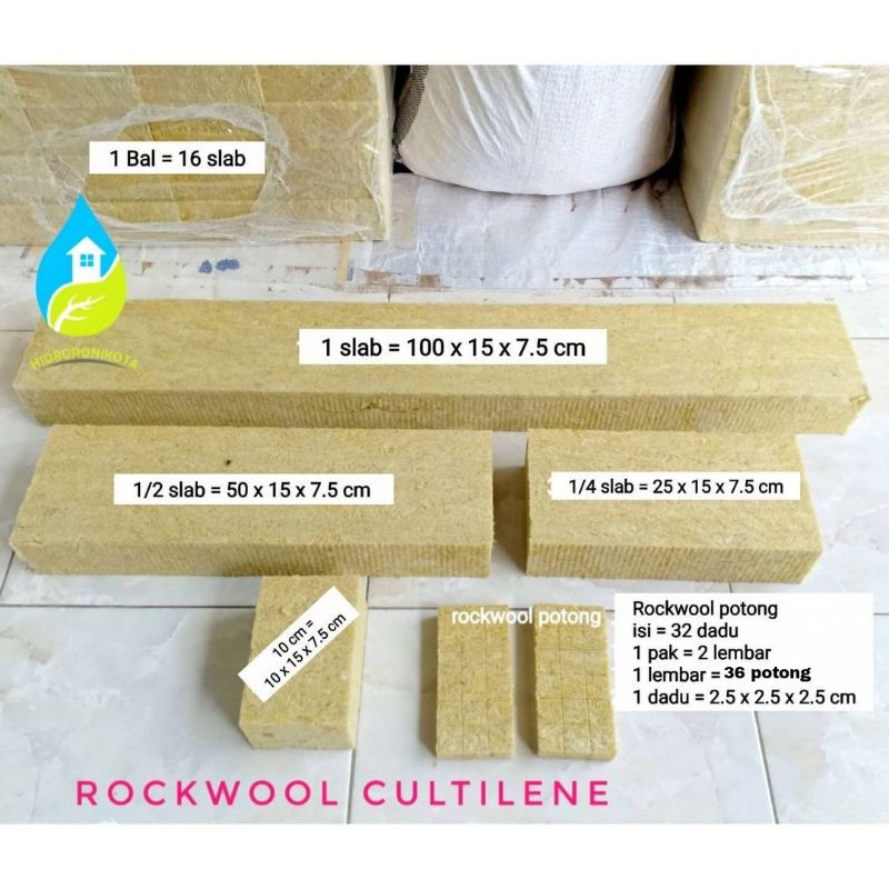 ROCKWOOL CULTILENE ukuran 50 cm (1/2 slab) - rockwool hidroponik | Lazada Indonesia
