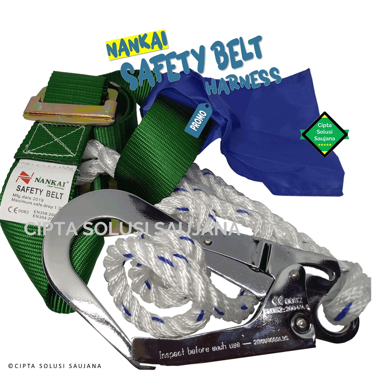 INDUSTRIAL SAFETY BELT HARNESS SABUK PENGAMAN PINGGANG BIG HOOK BESAR ...