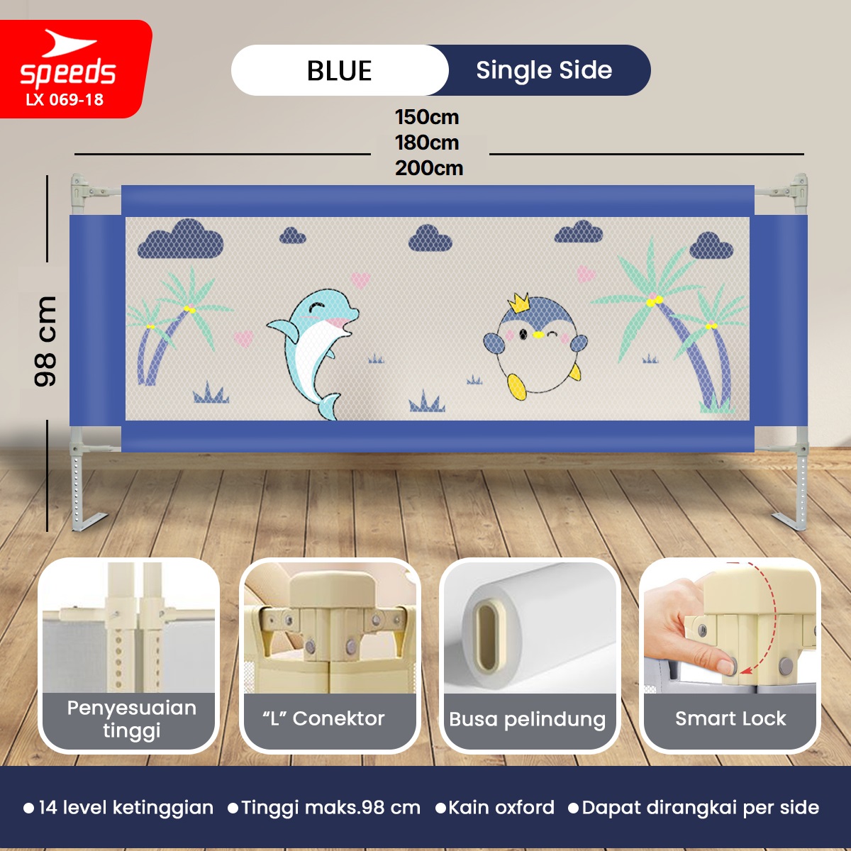 SPEEDS Pagar Pengaman Kasur Tempat Tidur Bayi Bed Rail Box Baby ...