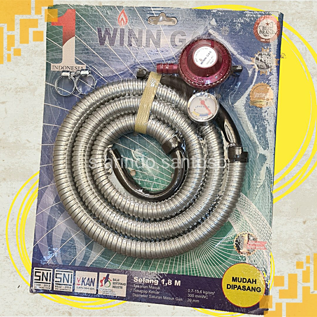REGULATOR SELANG METER WINN GAS W18 selang spiral paket meter wingas ...