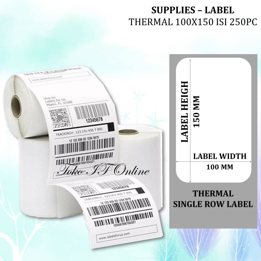 LABEL THERMAL 100x150 ISI 250PCS KERTAS STICKER PRINTER BARCODE ...