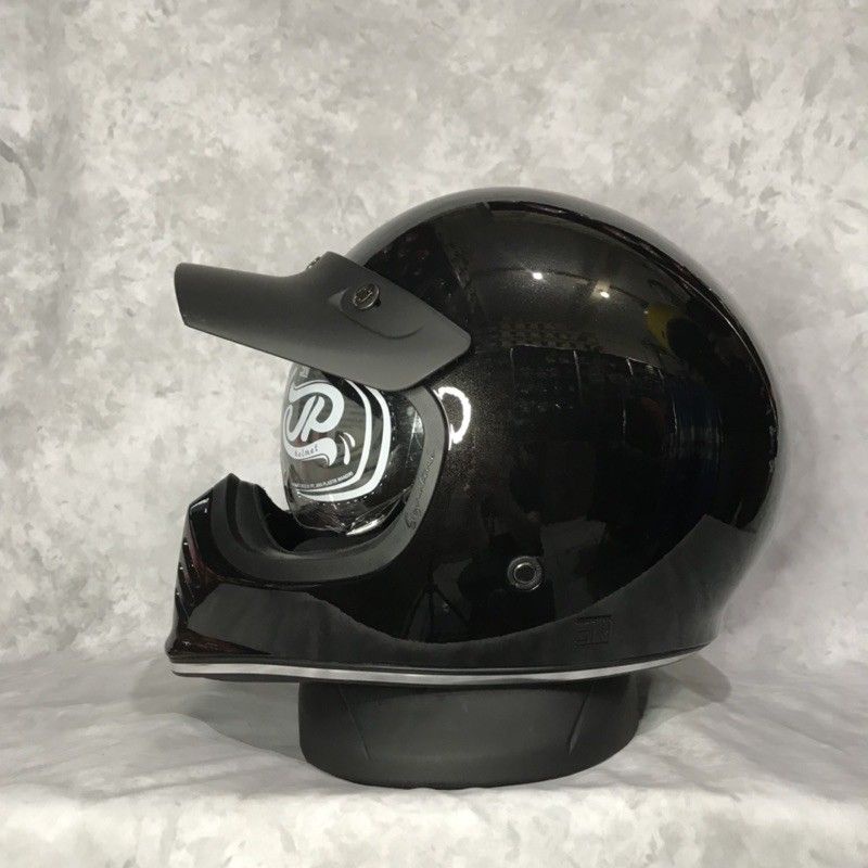 HELM CAKIL JP SIGNATURE BLACK GLOSS ORI HELM RETRO FULL HITAM GLOSS ...