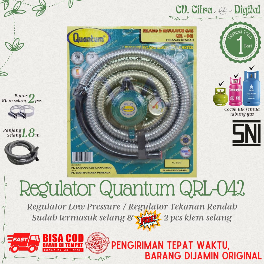 Paket Selang Regulator Gas Quantum QRL-042 plus / QRL-032 / QRL-142 ...