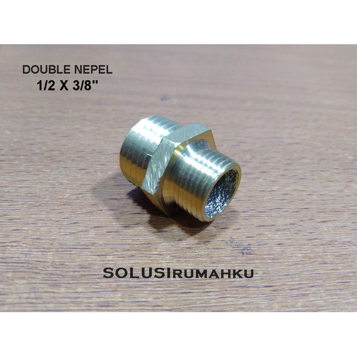 DOUBLE NEPEL 1/2 X 3/8 INCH / dobel nepple nipel DRAT LUAR 2 SISI ...
