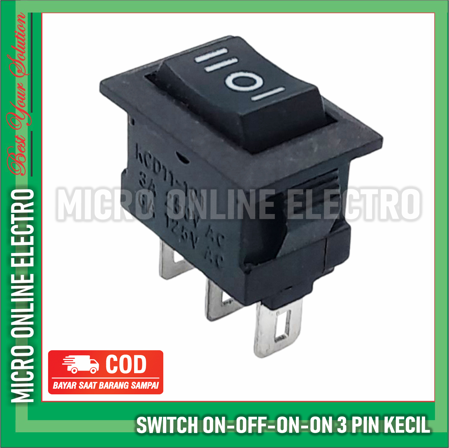 [ 3 PCS ] Rocker Switch On-Off-On 3 Pin Kecil Saklar Jenis On Off On 3 ...