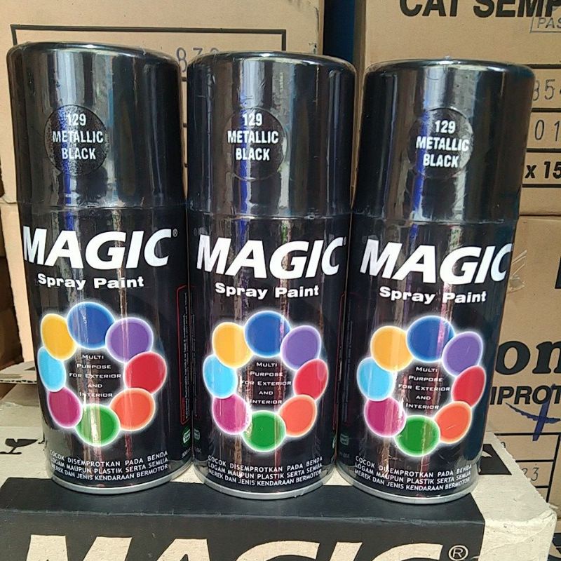 pilok pilox magic spray paint magic metallic black 129 300cc hitam ...