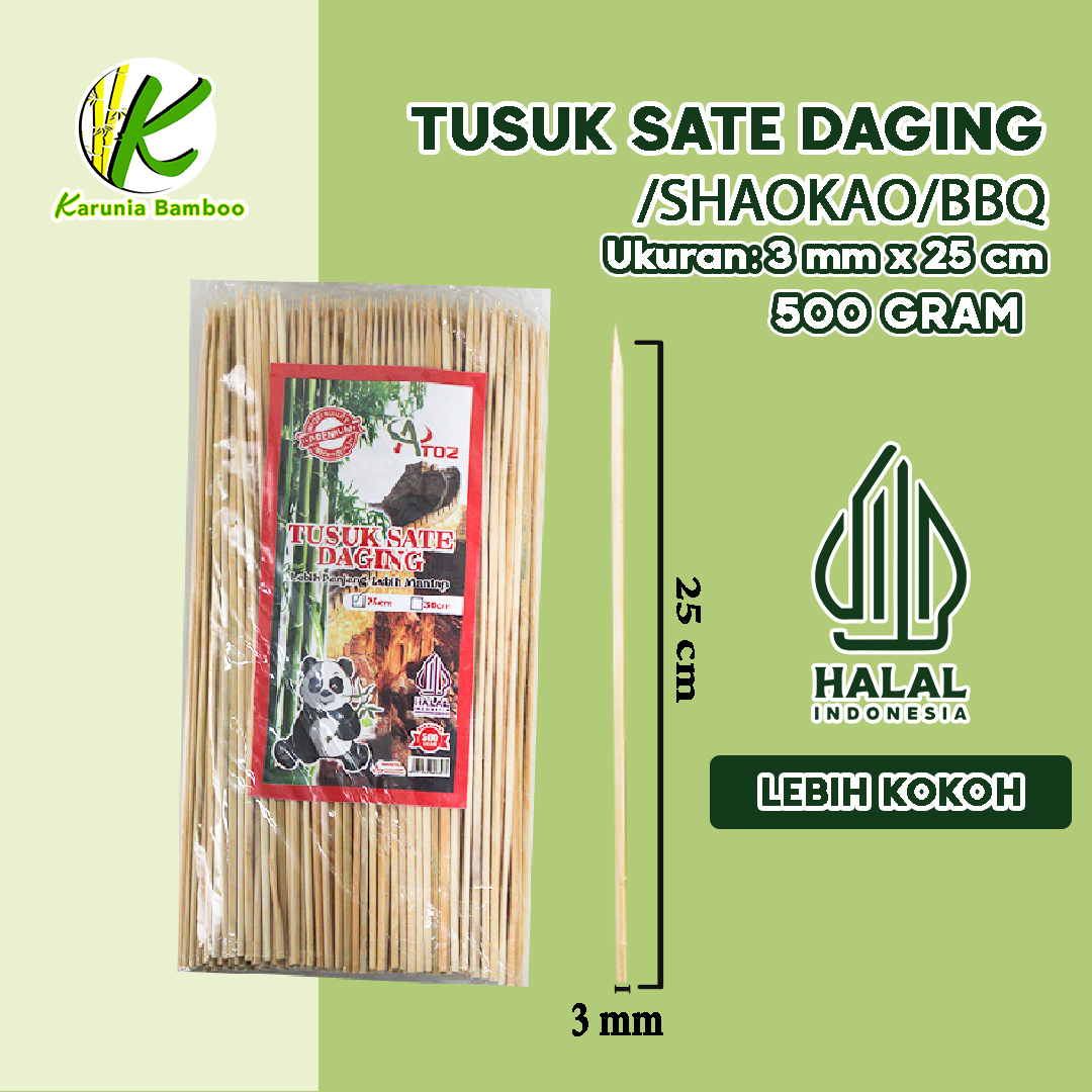 Tusuk Sate Daging 25 cm ATOZ/SHAOKAO/Skewers Diameter 3mm | Lazada ...