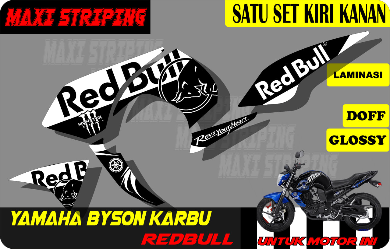 Stiker striping decal motor Yamaha Byson Karbu Redbull | Lazada Indonesia