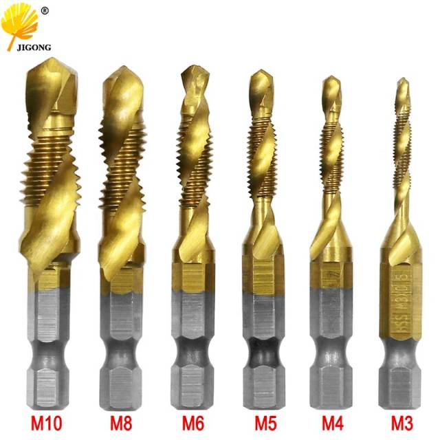 Mata Bor Set Komplit 6PCS Pembuat Ulir Drat Drill Tap Set Hex Twist ...