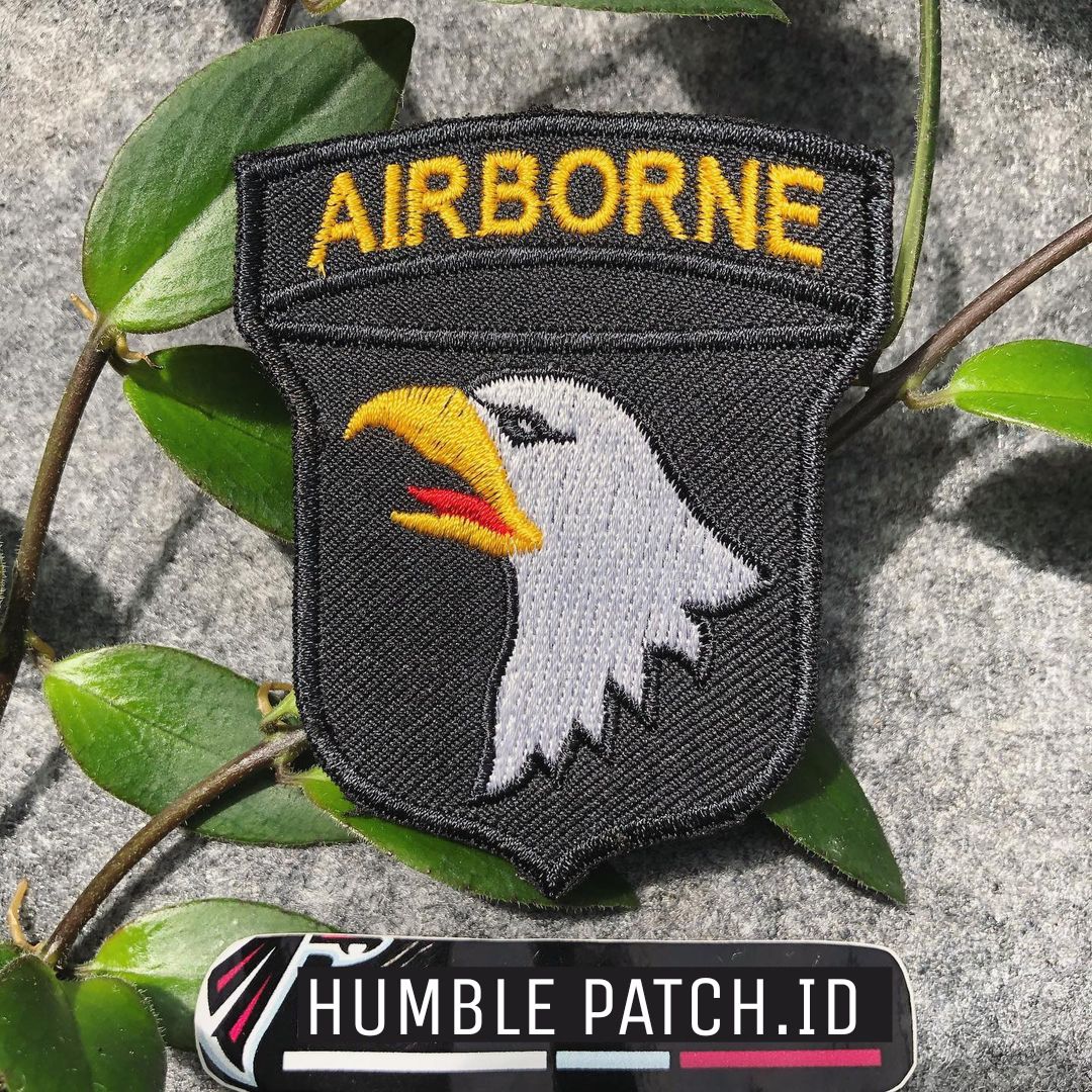 PATCH ON ! EMBLEM BORDIR AIRBORNE AIR BORNE LOGO BLACK | Lazada Indonesia