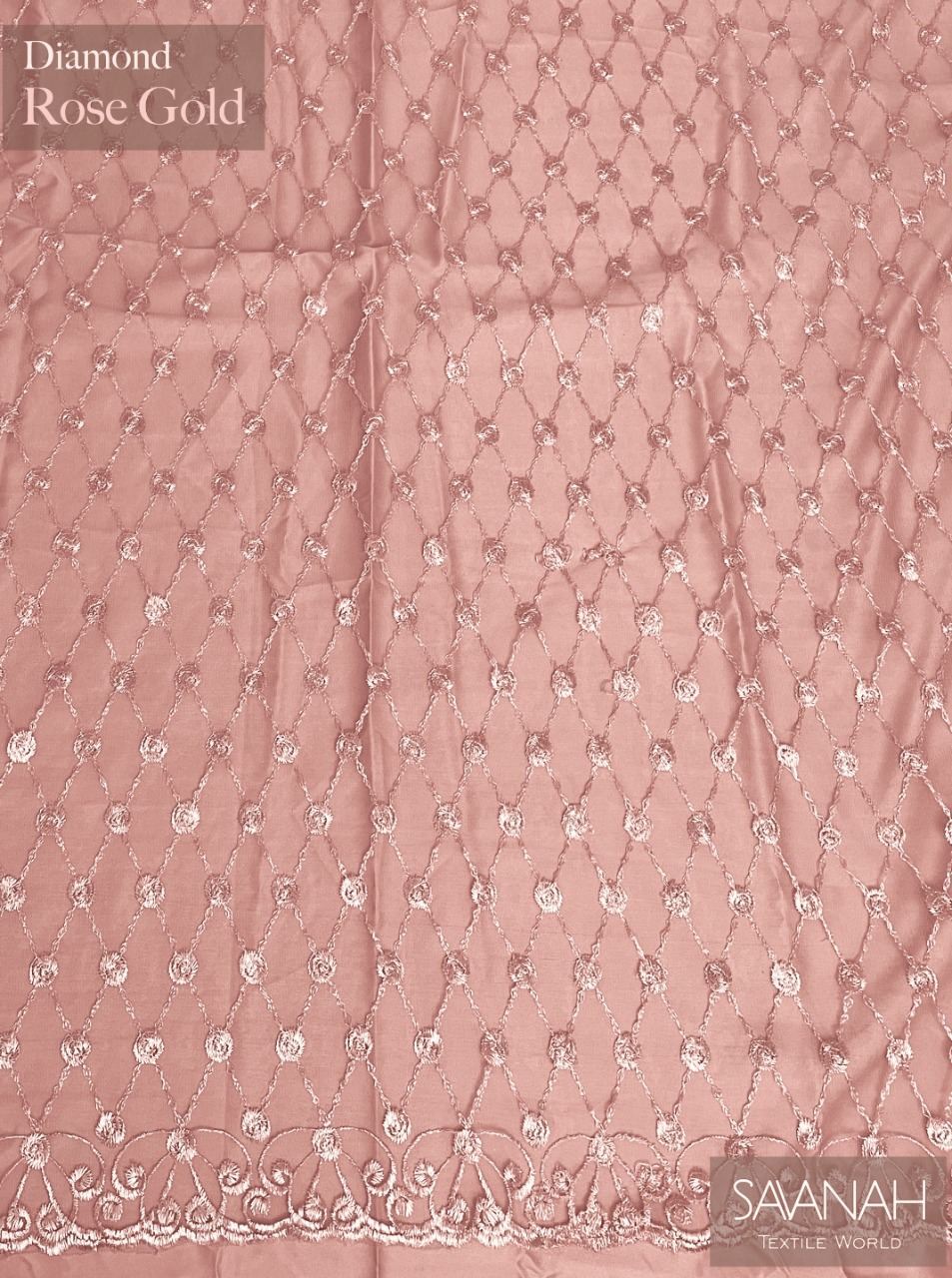 1/2 meter Kain Brokat Tile Prancis Bahan Kebaya Motif Akar ROSE GOLD ...