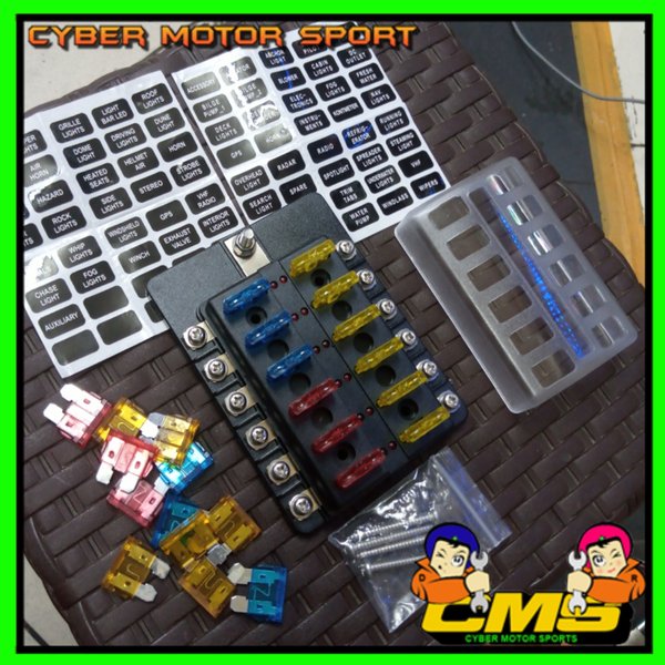 fuse rumah sekring 12 port indikator led. Fuse box . kotak sekring ...