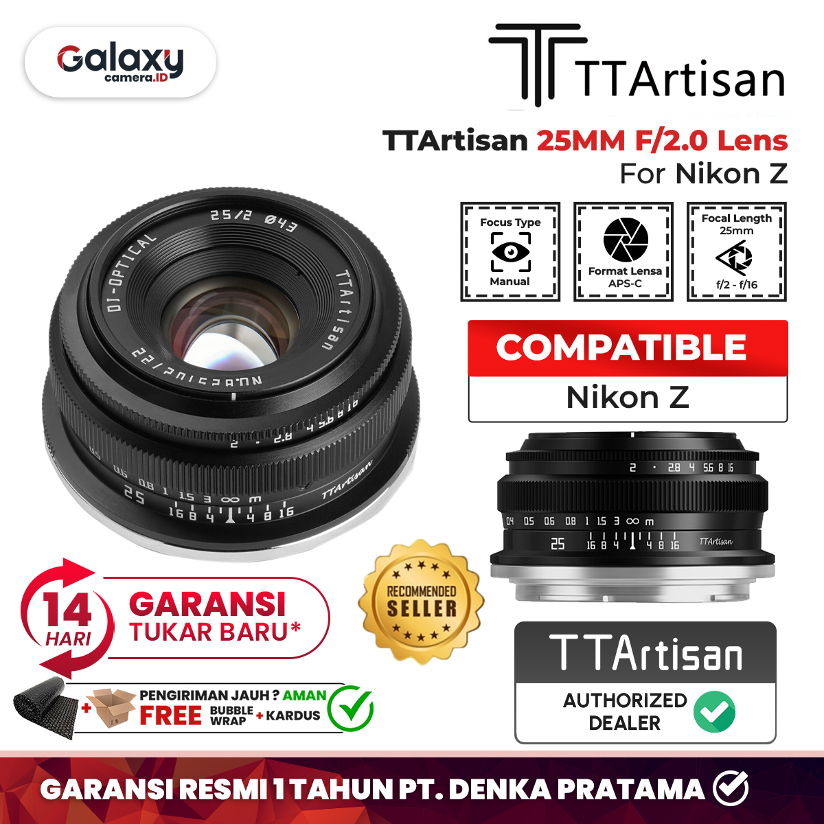 TTArtisan 25mm f2 for Nikon Z Mount APS-C DX F/2 TTartisans APSC Resmi | Lazada Indonesia