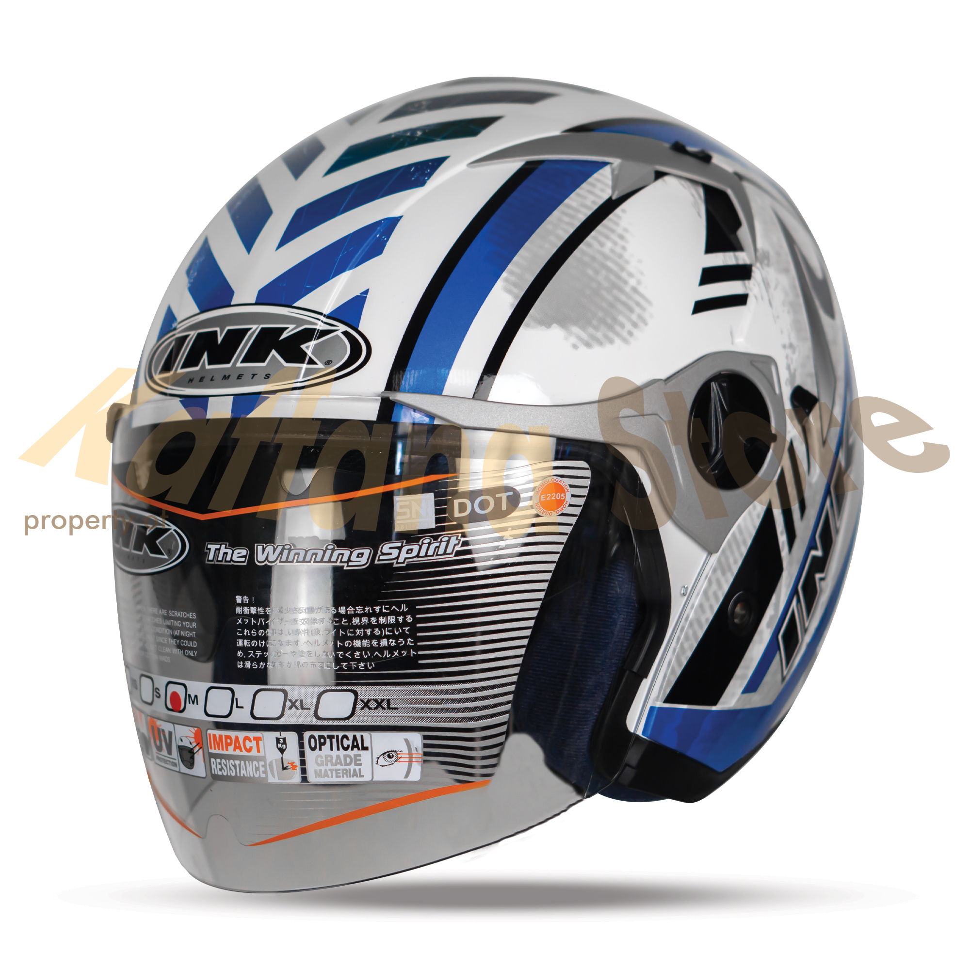 Helm INK Enzo #2 Black Blue/Orange Double Visor Original | Lazada Indonesia