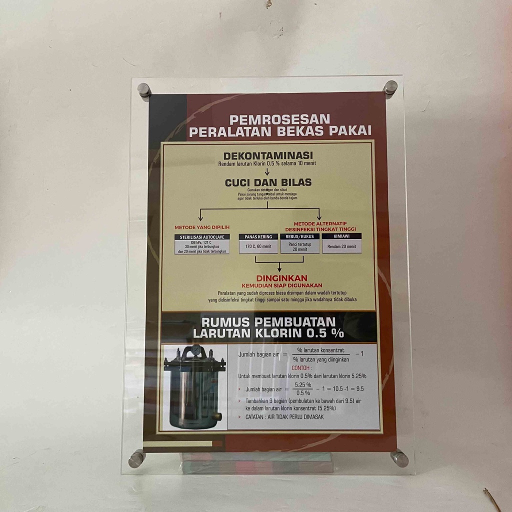 Poster Akrilik Dekontaminasi Alat, Poster Cara Sterilisasi, Poster ...