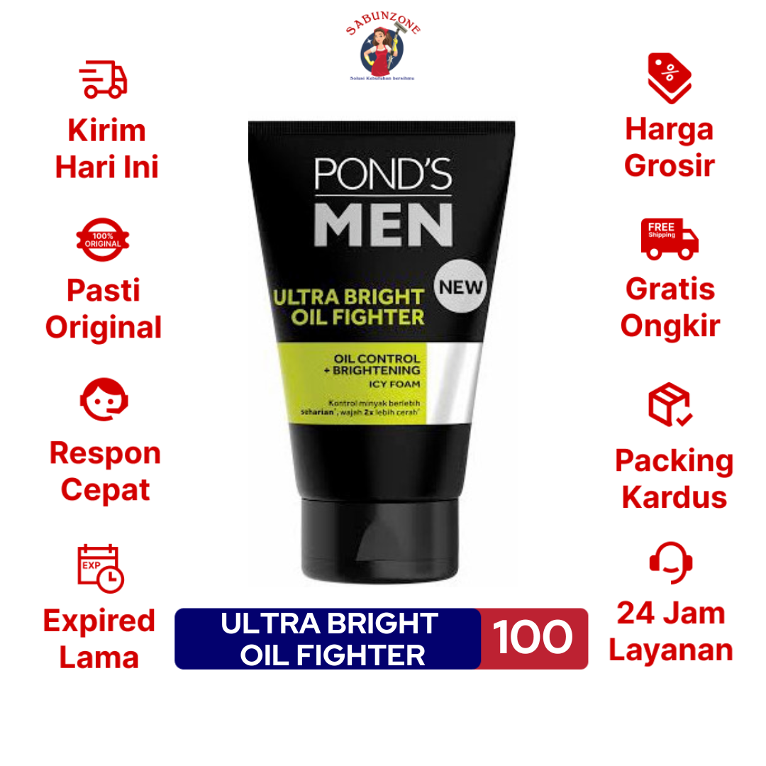 Pembersih Wajah Ponds Men Ultra Bright Oil Fighter 100 gr | Lazada ...