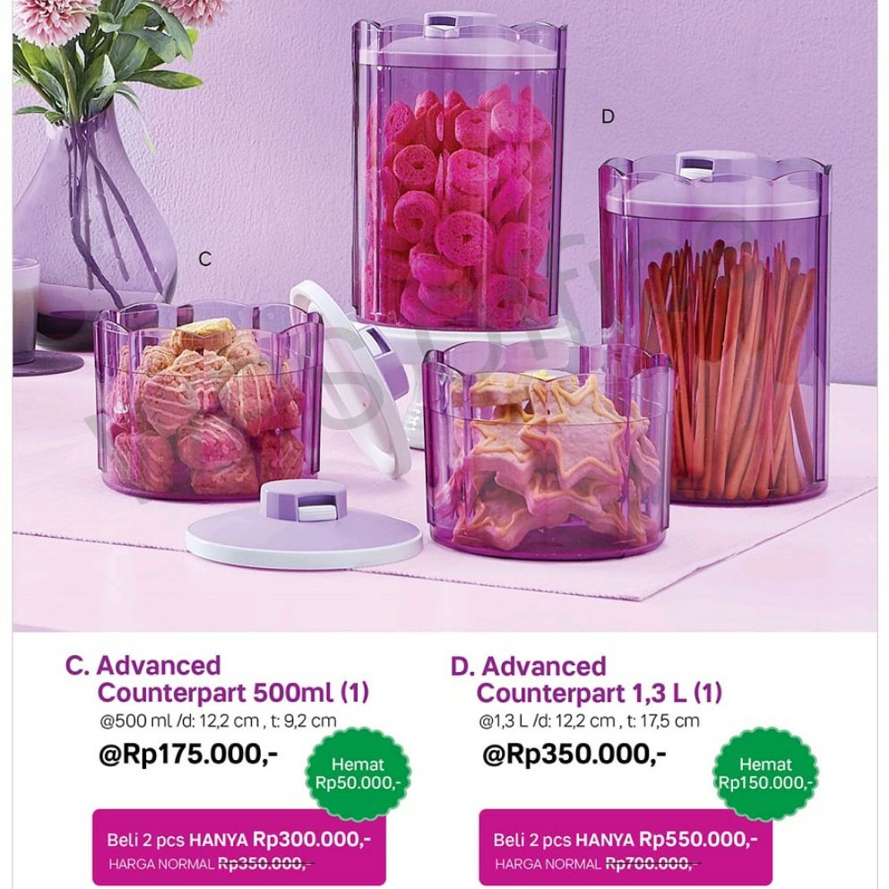 Advanced Counterpart 1.3 L Tupperware - toples Tupperware - advanced Counterpart Ungu | Lazada ...