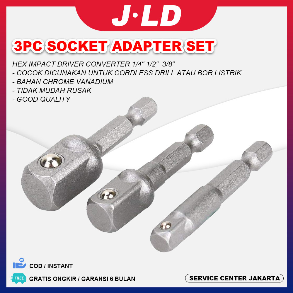 JLD Adapter Kepala Bor Hex Kunci Socket 3pc Hex Impact Driver Converter ...