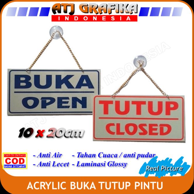 Papan gantungan pintu buka tutup acrylic sign open closed label toko ...