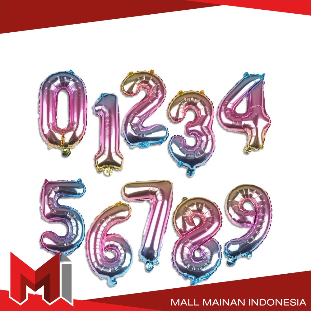 MallMainan-C390 Ballon Foil Abjad Alphabet Polos Gradient A-Z Balon ...