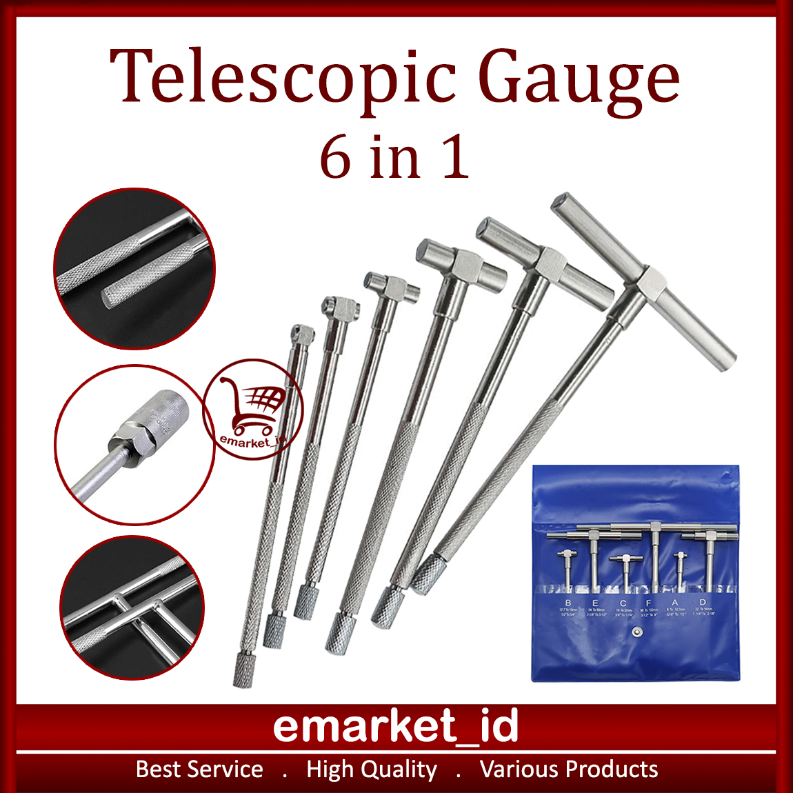 Telescopic Gauge 6 in 1 / Telecoping Ukur Diameter Teleskopik 8-150mm ...