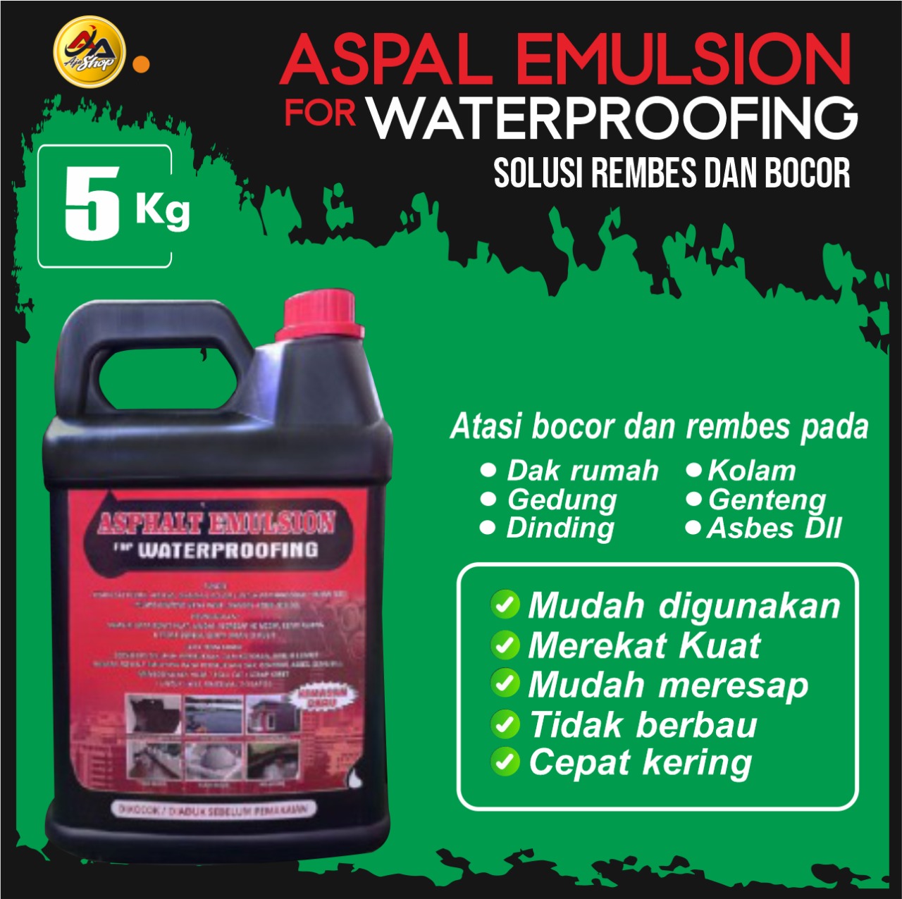 Asphalt Emulsion Pelapis Anti Bocor Dak Beton , Tembok , Atap Rumah ...