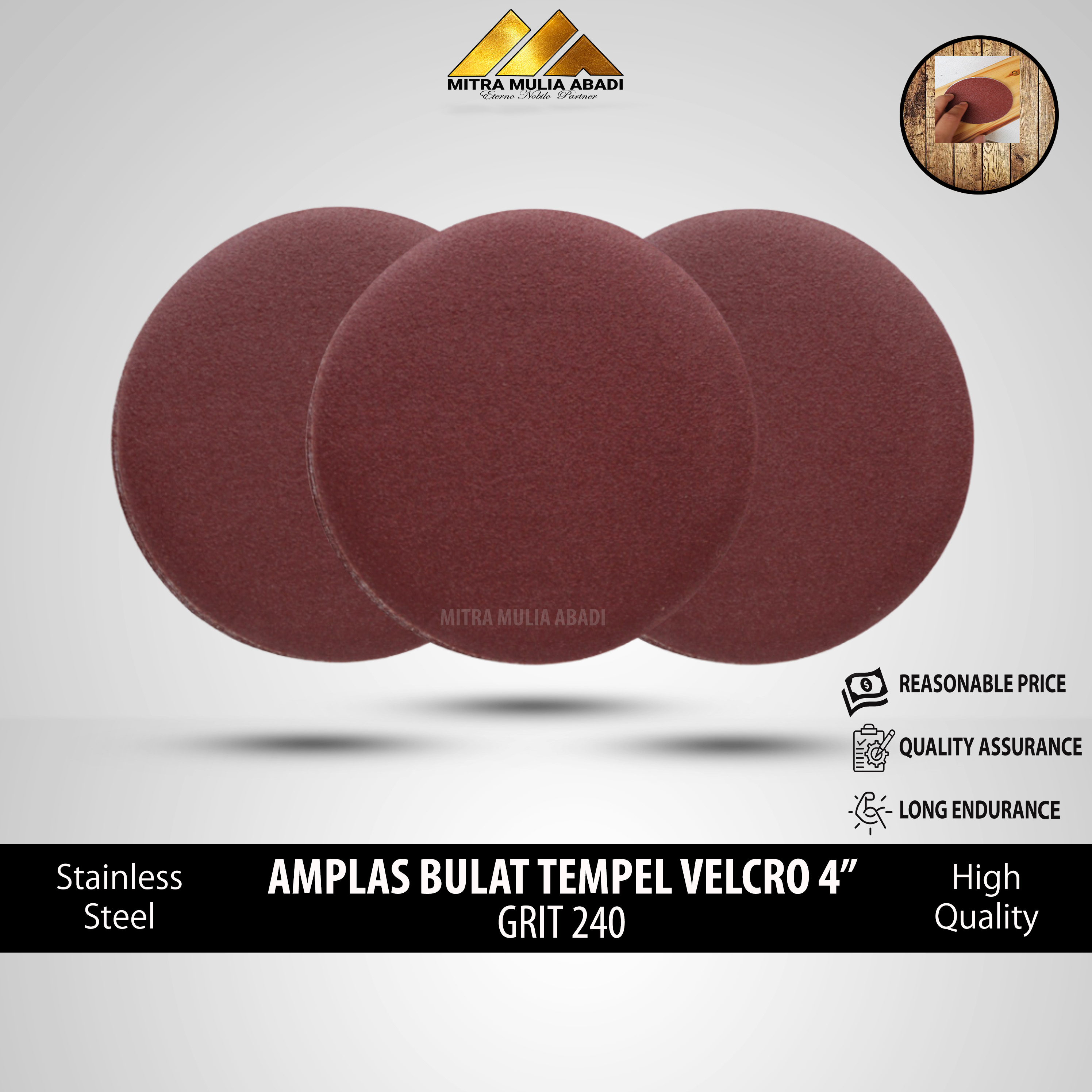 Amplas Bulat Tempel Velcro 4" Grit 240 - Amplas Tempel | Lazada Indonesia