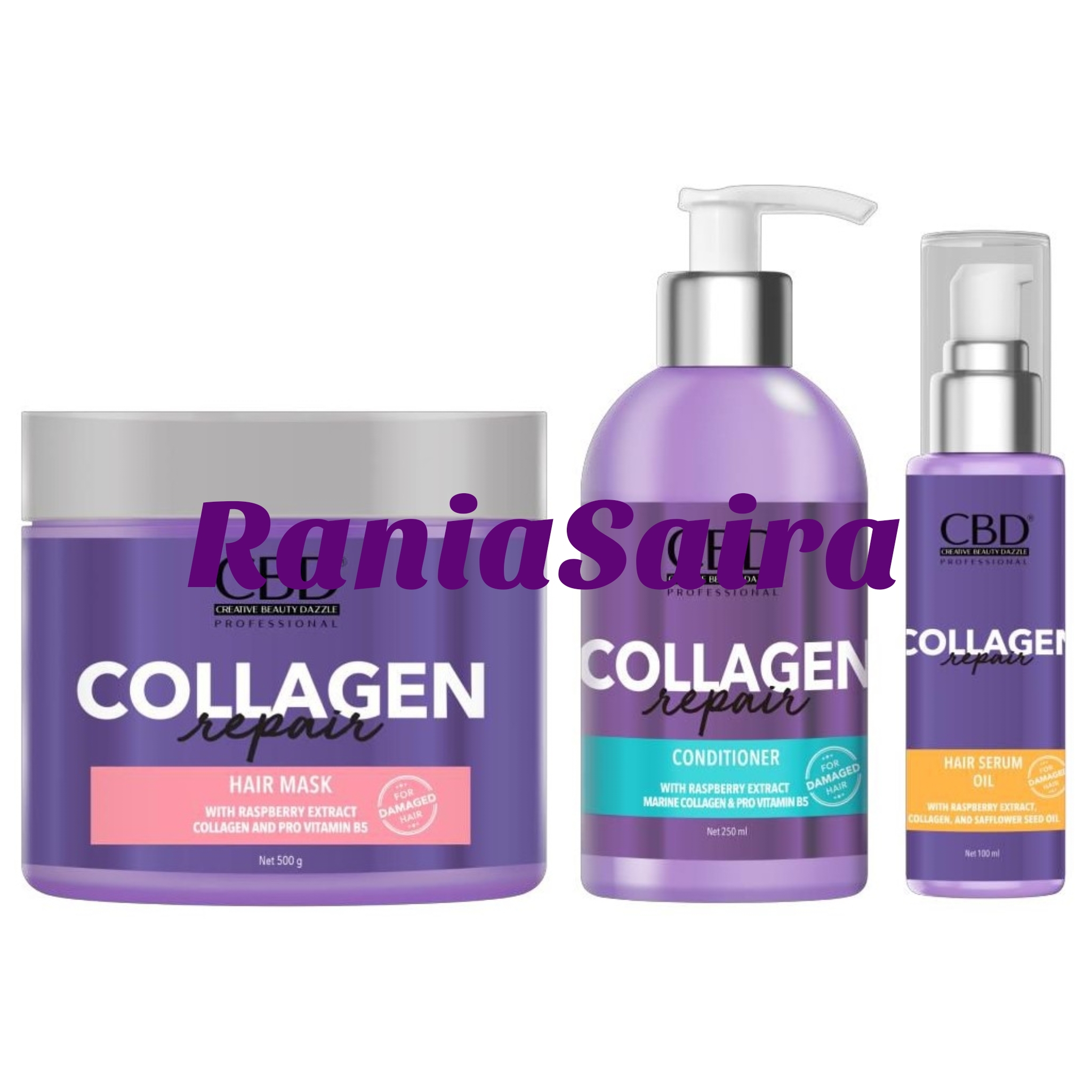 CBD Collagen Booster PAKET Hair Mask 500gr & Conditioner 250ml & Serum ...