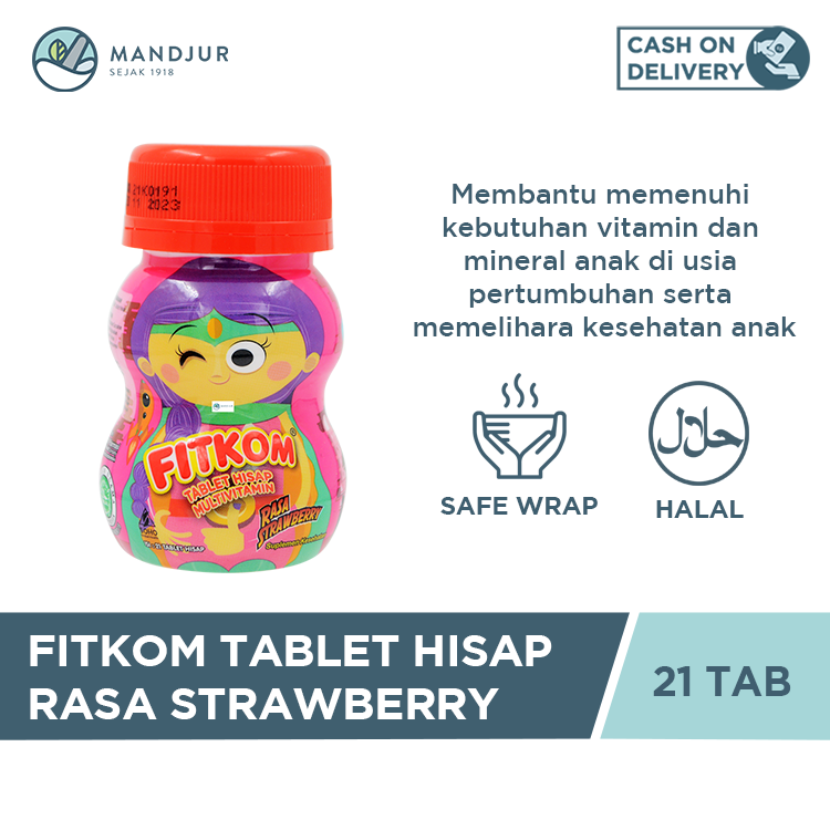 Fitkom Rasa Strawberry 21 Tablet - Multivitamin Tablet Hisap Anak ...