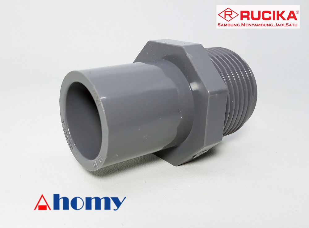 1pc sock drat luar 1” x 1/2” tebal TS AW rucika valve socket pvc ...