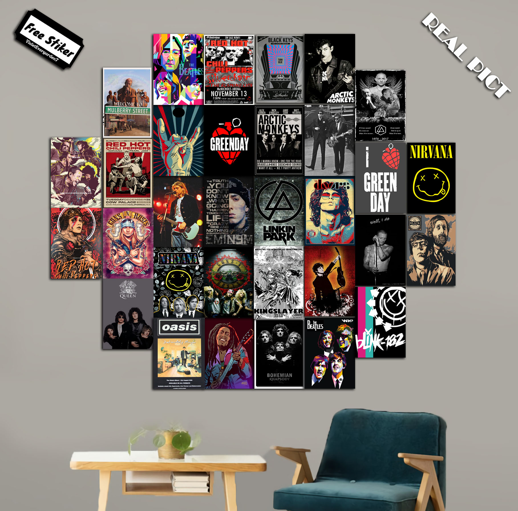 Terbaru ! Poster Dinding Musisi Band / Real Pict/ Free Stiker dan Free ...