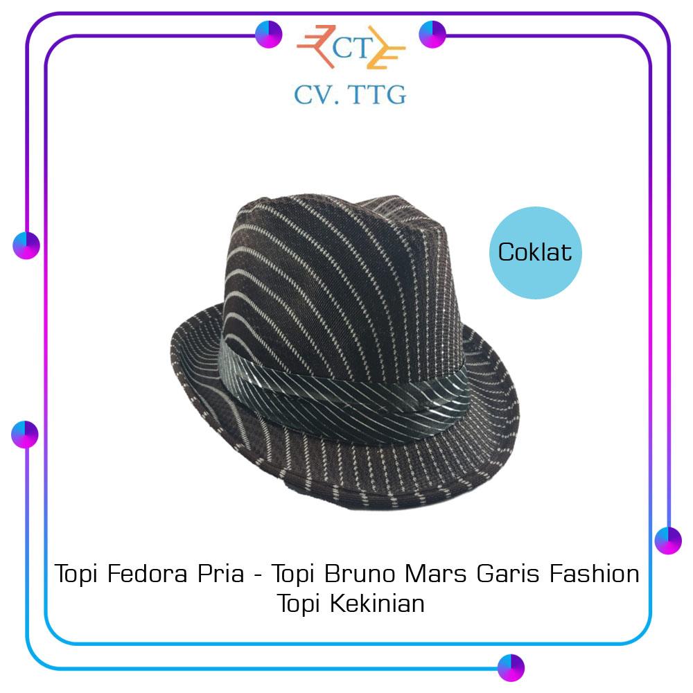 Topi Fedora Pria - Topi Bruno Mars Garis Fashion - Topi Kekinian - 1 ...