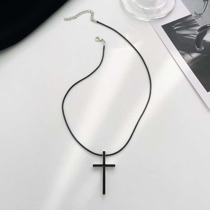 Kalung Salib Titanium Cross Black Pendant Creatif Fashion Pria Wanita ...