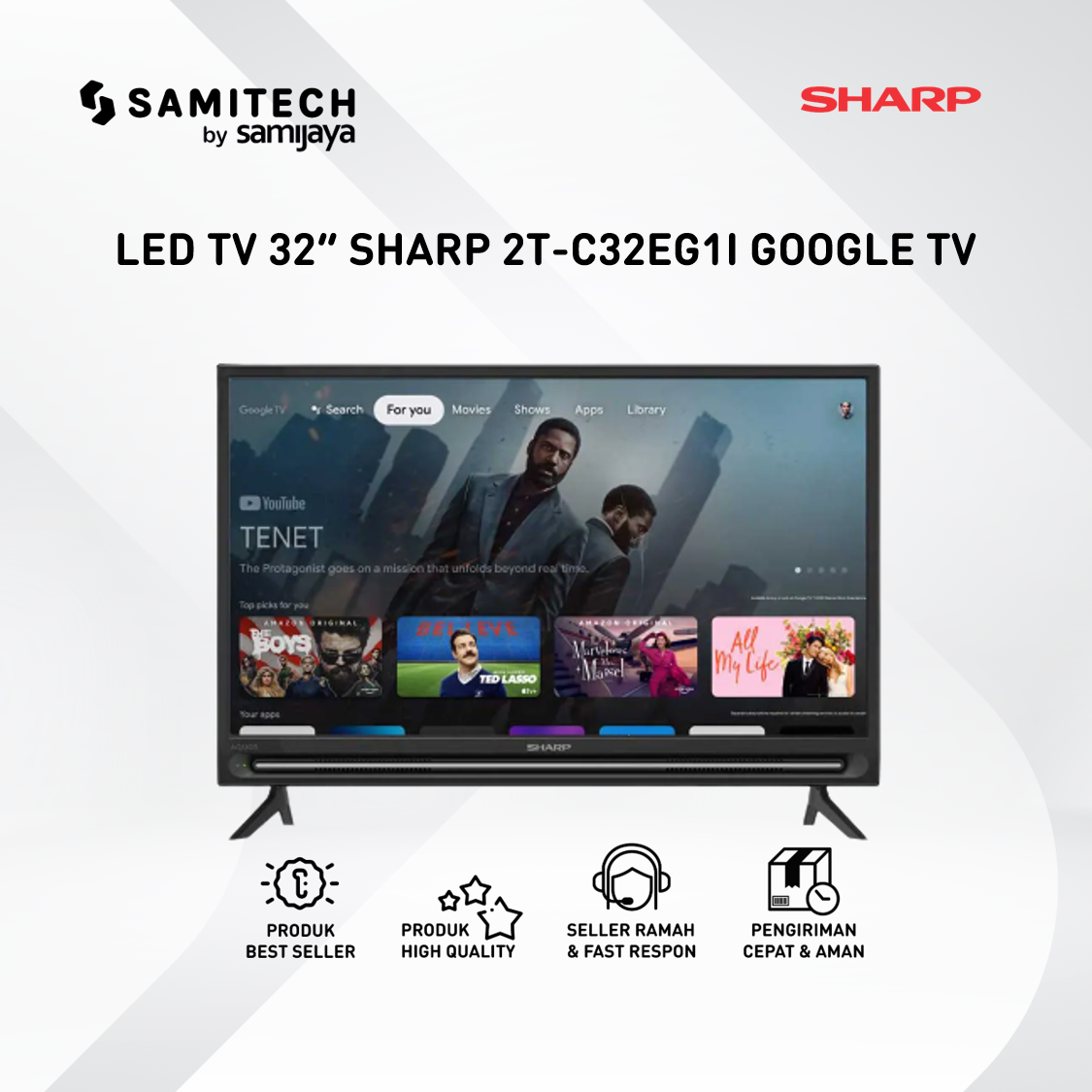 SHARP 2T-C32EG1I HD Smart Google TV 32 Inch | Lazada Indonesia