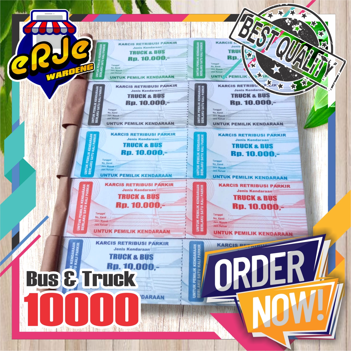 Karcis Parkir Motor Mobil Truk bis 100 lembar 2 sisi universal warna ...