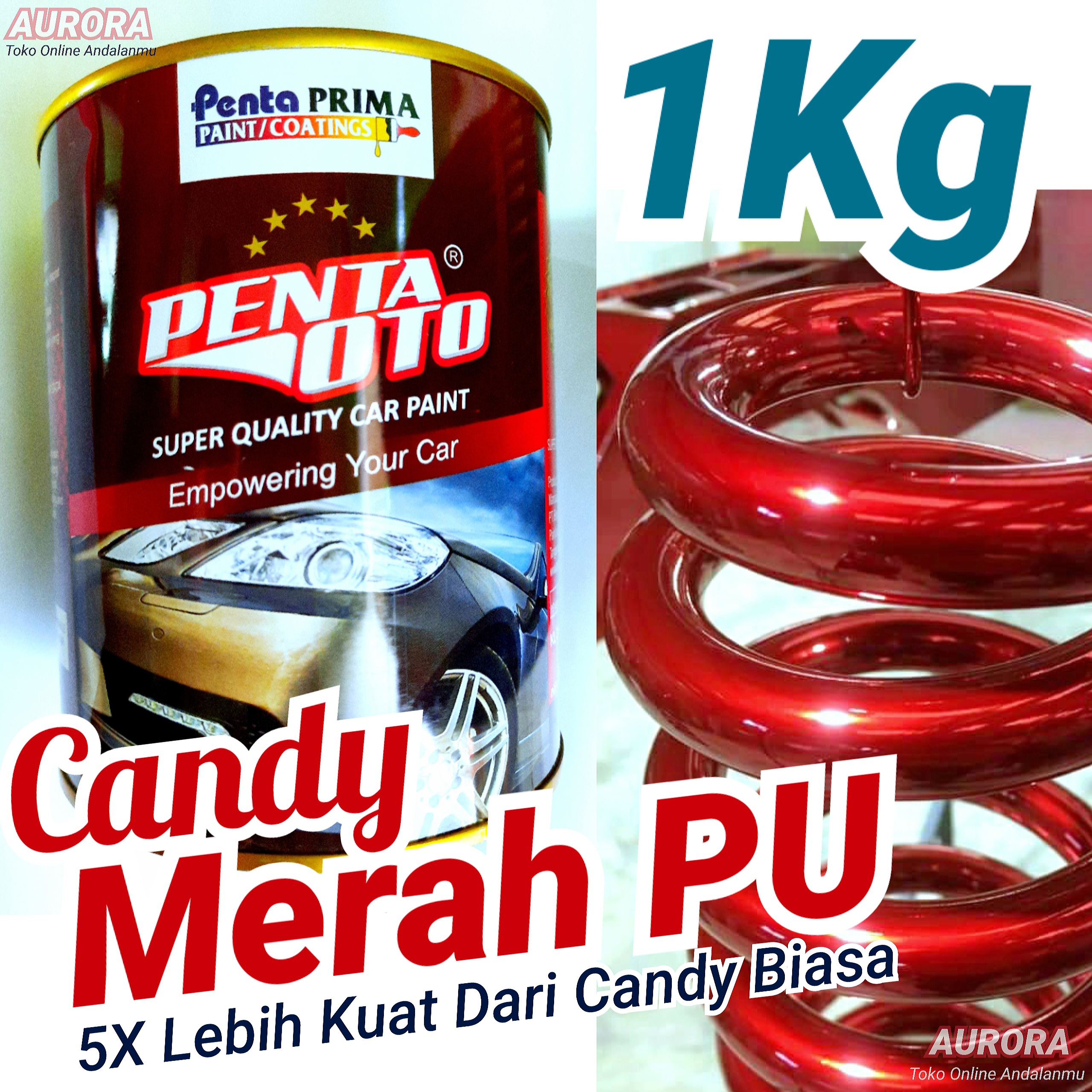 Cat Merah Candy Tone Red PU 1kg Penta Oto Candytone Transparan Candi ...