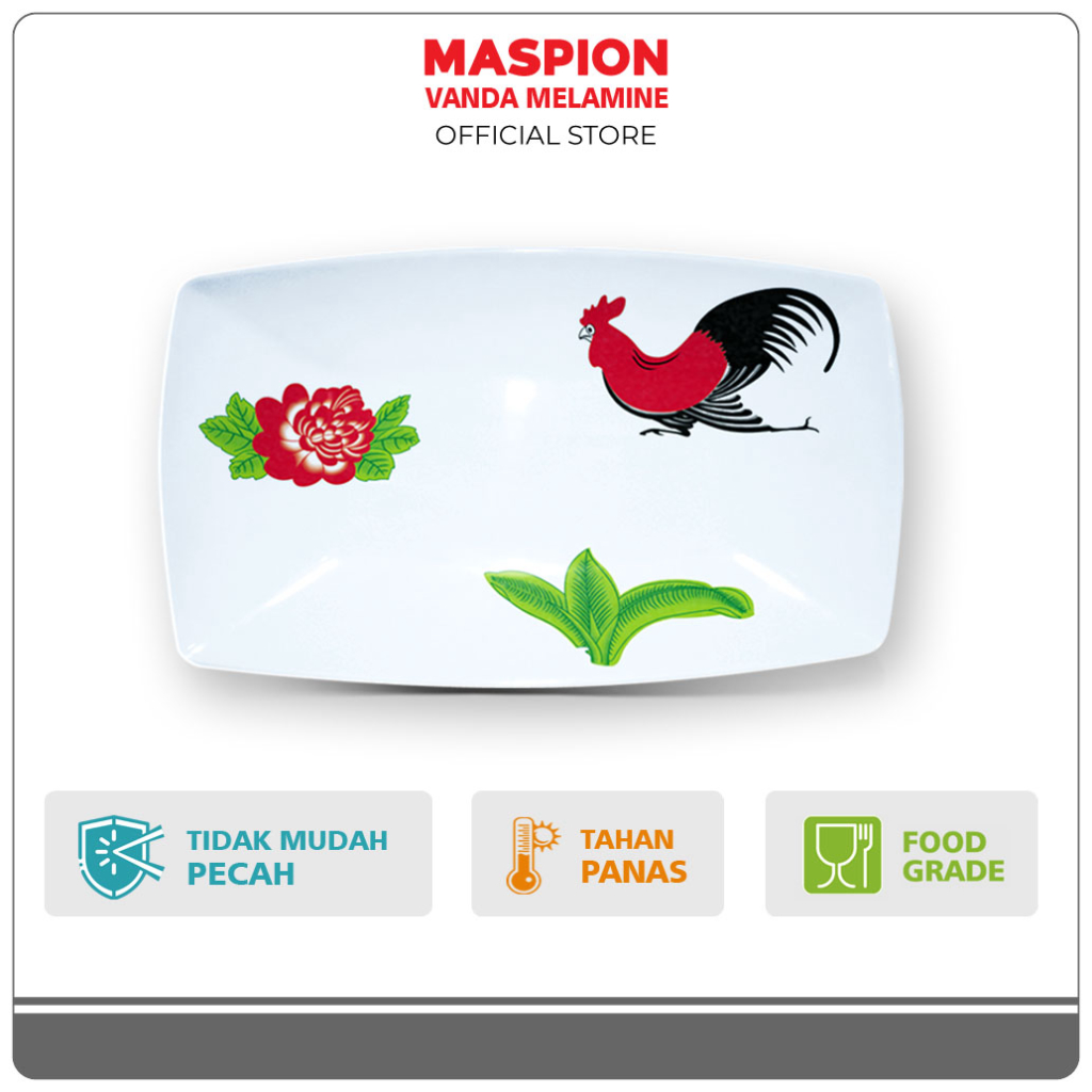 Maspion Vanda melamine piring hawai segi cekung 9.5 Inch Ayam | Lazada ...